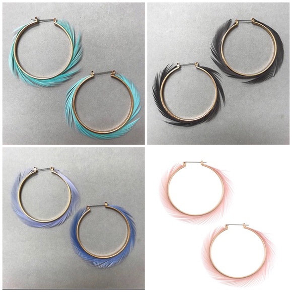 kyky&zo | Jewelry | Soft Fun Feather Hoop Earrings Boutiquenwt | Poshmark